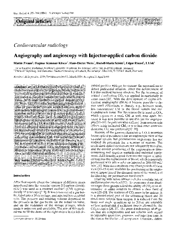 (PDF) Angiography and angioscopy with injector-applied carbon dioxide