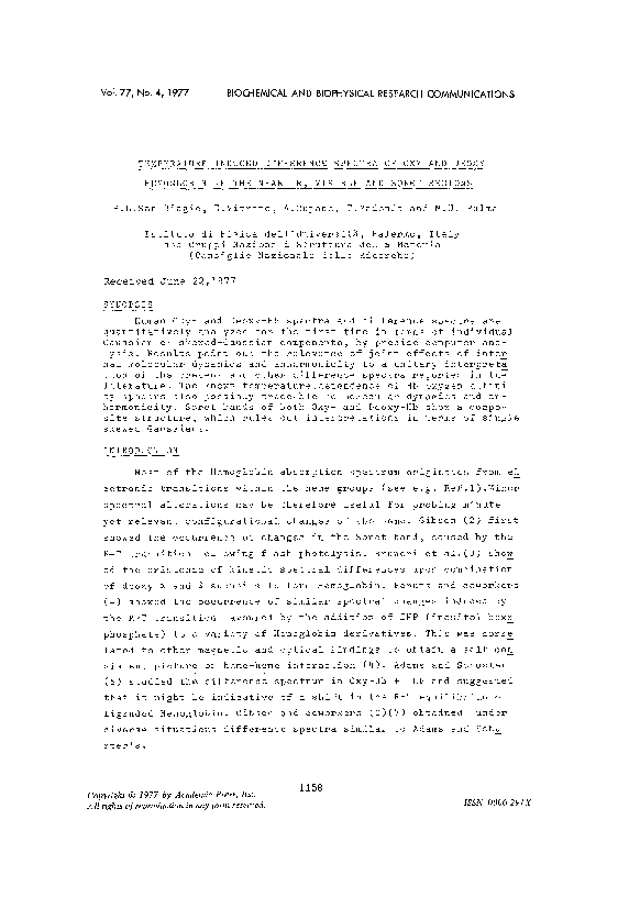 (PDF) Temperature induced difference spectra of Oxy and Deoxy ...