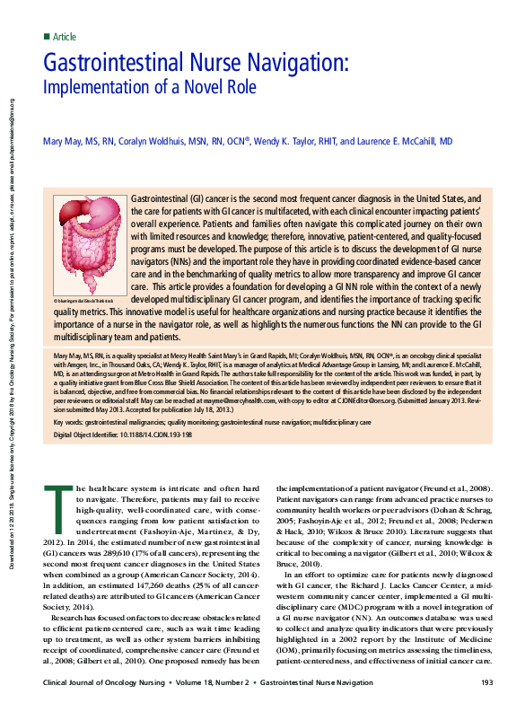 (PDF) Gastrointestinal Nurse Navigation