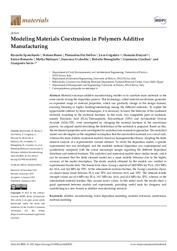 (PDF) Modeling Materials Coextrusion in Polymers Additive Manufacturing