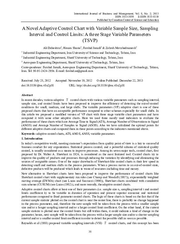 Pdf A Novel Adaptive Control Chart With Variable Sample Size