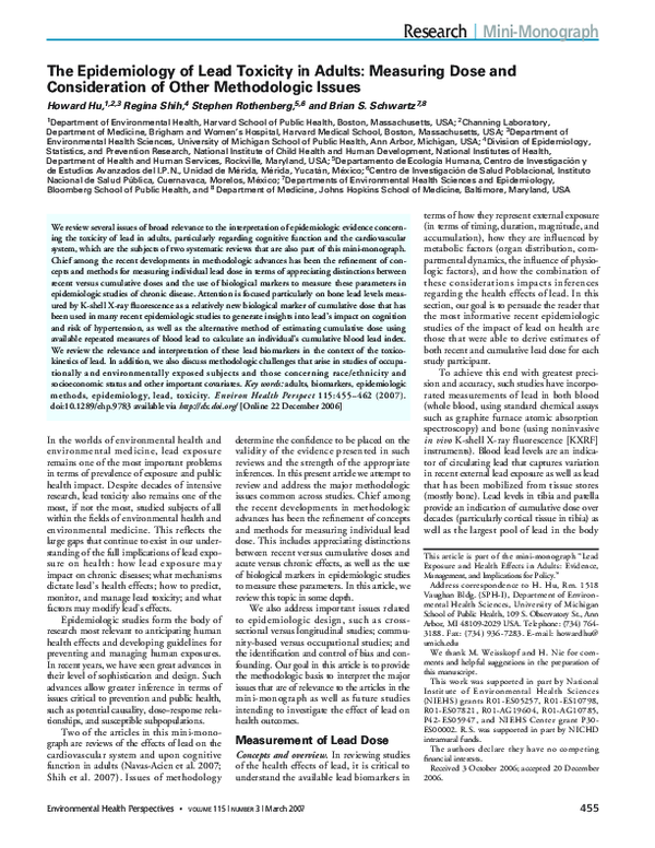 (PDF) The Epidemiology of Lead Toxicity in Adults: Measuring Dose and ...