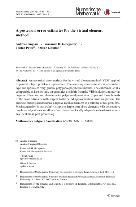 Pdf A Posteriori Error Estimates For The Virtual Element Method