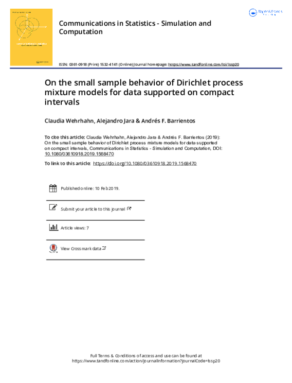 (PDF) On the small sample behavior of Dirichlet process mixture models for data supported on ...