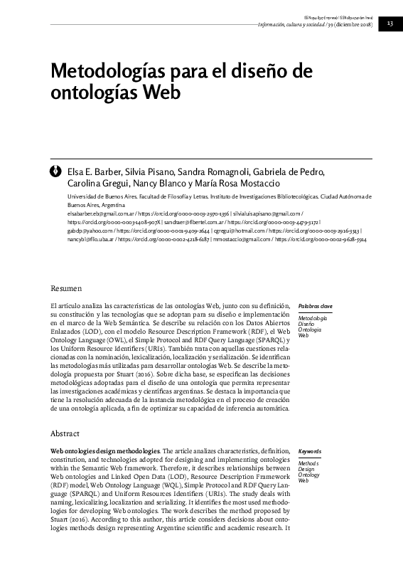 (PDF) Metodologías para el diseño de ontologías Web