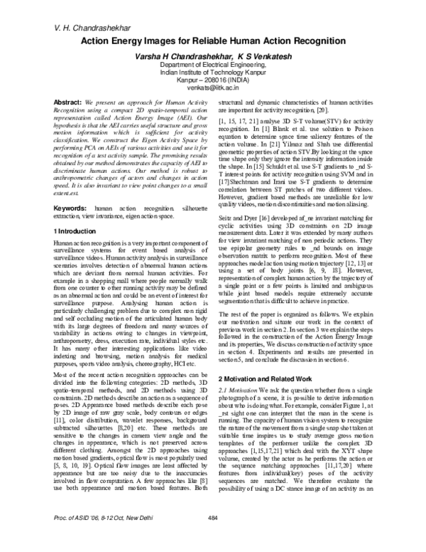 Pdf Robust Appearance Based Human Action Recognition Masudur Rahman