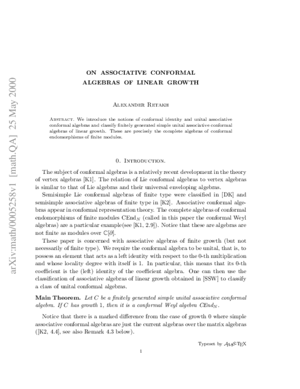 Pdf On Associative Conformal Algebras Of Linear Growth Ii