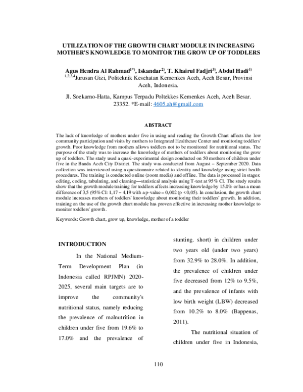 (PDF) Utilization of the Growth Chart module in Increasing Mother's ...