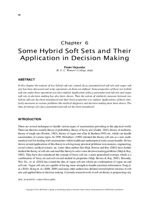 (PDF) Some Hybrid Soft Sets and Their Application in Decision Making