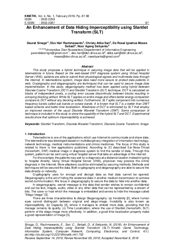(PDF) An Enhancement of Data Hiding Imperceptibility using Slantlet ...