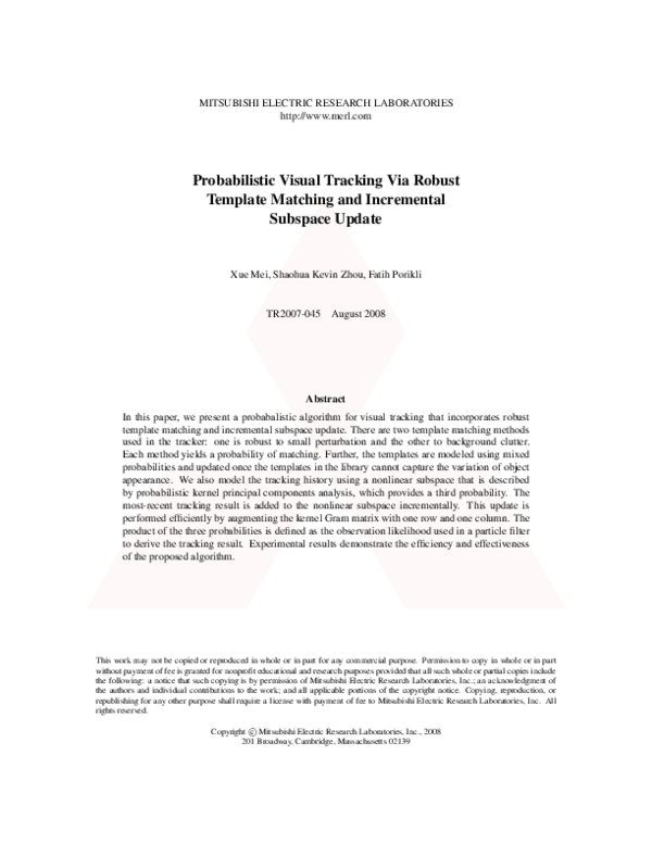 (PDF) Probabilistic Visual Tracking via Robust Template Matching and ... (PDF) Probabilistic Visual Tracking via Robust Template Matching and ...