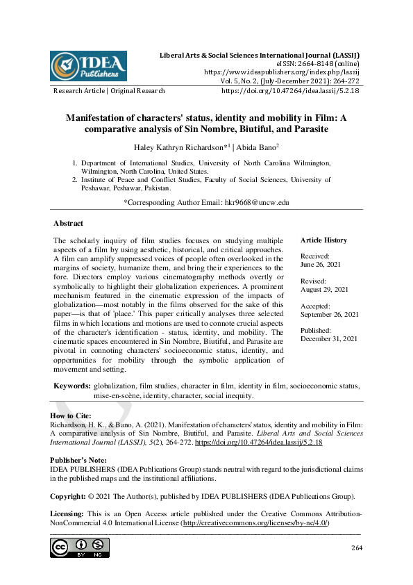 (PDF) Manifestation of characters' status, identity and mobility in ...