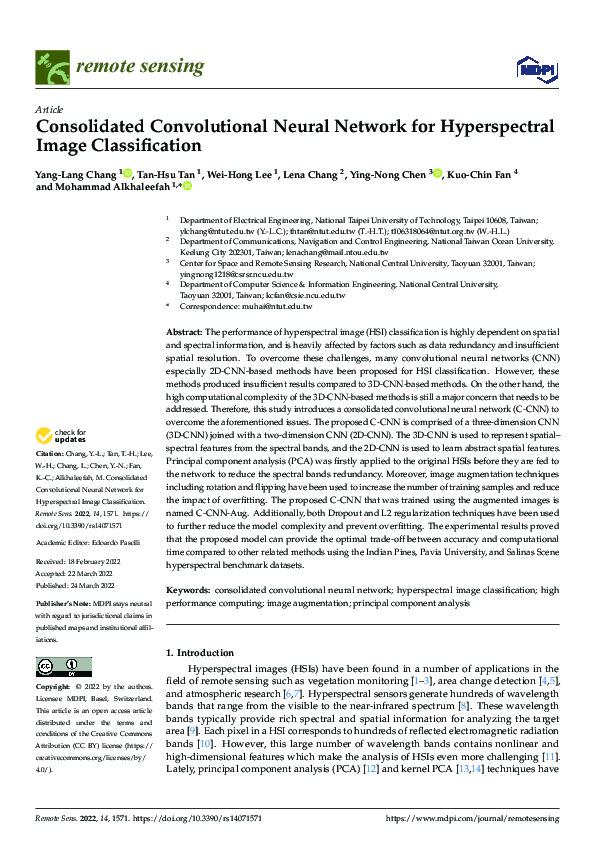 Pdf Consolidated Convolutional Neural Network For Hyperspectral Image Classification Kuo
