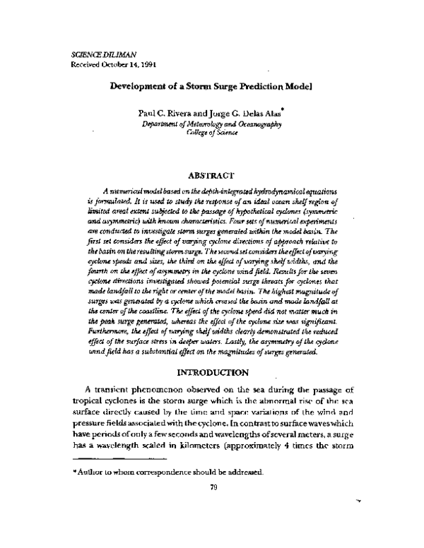 (PDF) Development of a Storm Surge Prediction Model