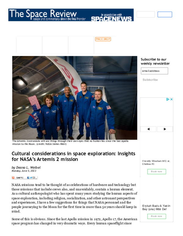 (PDF) The Space Review Cultural considerations in space exploration ...