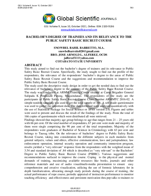 (PDF) BACHELOR'S DEGREE OF TRAINEES AND ITS RELEVANCE TO THE PUBLIC ...