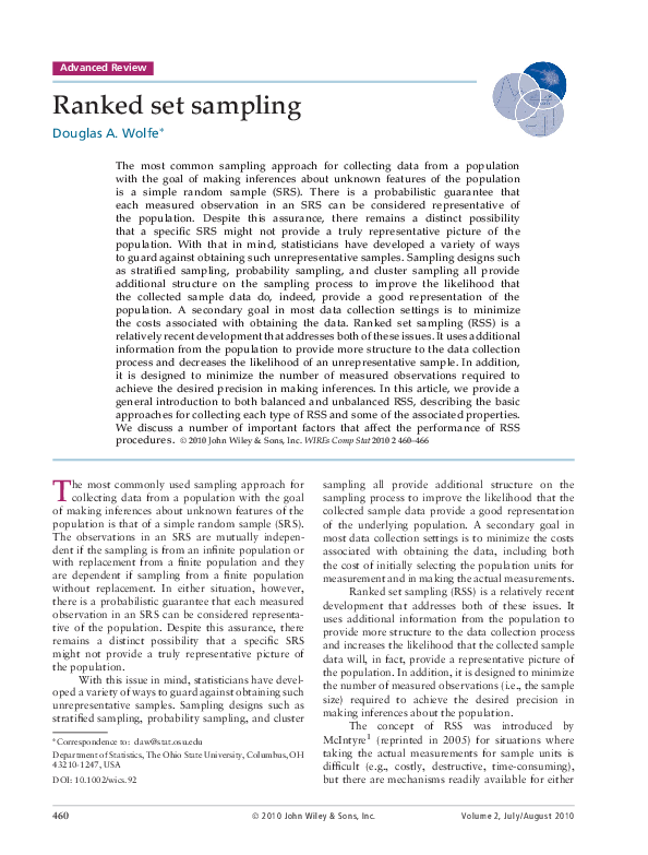 (PDF) Ranked set sampling