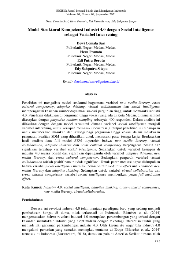 (PDF) Model Struktural Kompetensi Industri 4.0 dengan Social ...