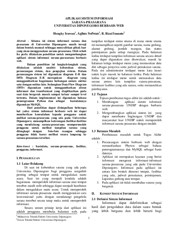 (PDF) Aplikasi Sistem Informasi Sarana-Prasarana Universitas Diponegoro Berbasis Web
