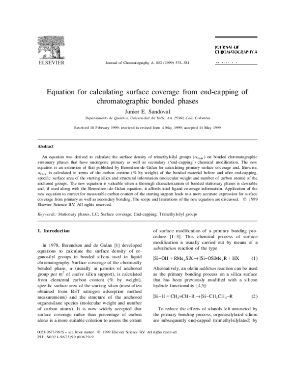 (PDF) Equation for calculating surface coverage from end-capping of ...