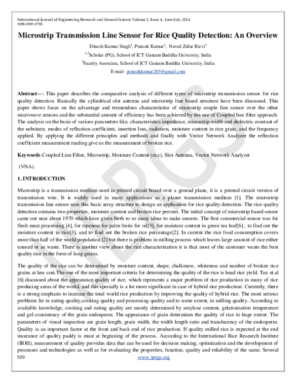 (PDF) Microstrip Transmission Line Sensor for Rice Quality Detection ...