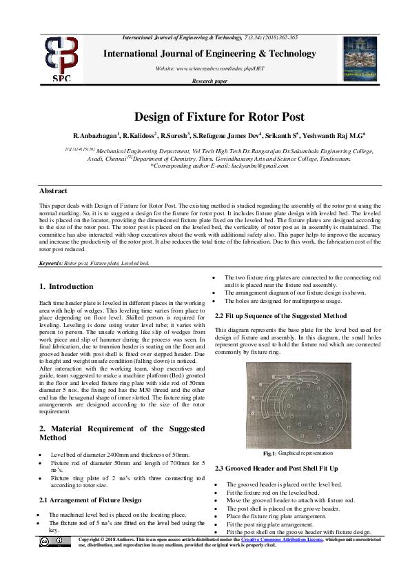 (PDF) Design of Fixture for Rotor Post