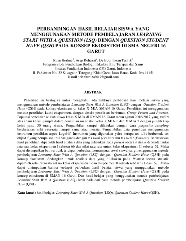 (PDF) Perbandingan Hasil Belajar Siswa Yang Menggunakan Metode ...