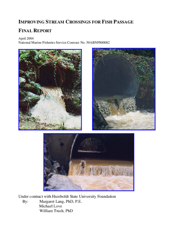 (PDF) Improving Stream Crossings for Fish Passage: Final Report
