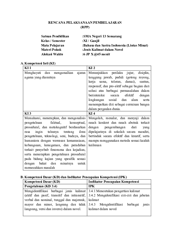 (DOC) RENCANA PELAKSANAAN PEMBELAJARAN (RPP) Satuan Pendidikan :SMA ...