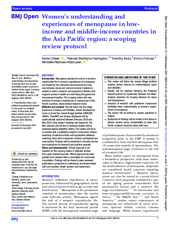 (PDF) Women’s understanding and experiences of menopause in low-income ...