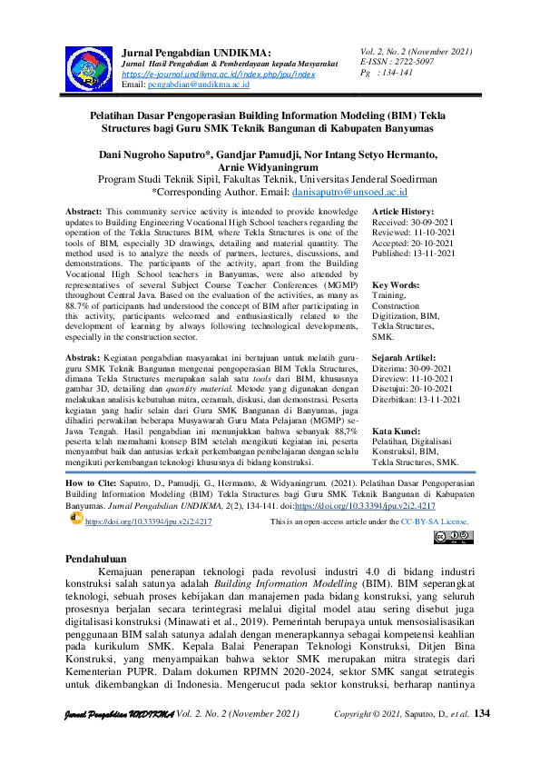 (PDF) Pelatihan Dasar Pengoperasian Building Information Modeling (BIM) Tekla Structures bagi ...