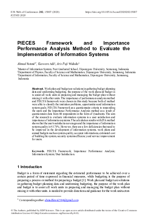 (PDF) PIECES Framework and Importance Performance Analysis Method to ...
