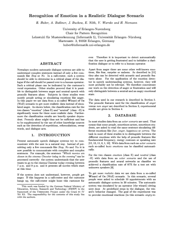 (PDF) Recognition of emotion in a realistic dialogue scenario | Elmar ...