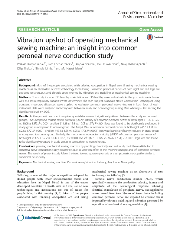 (PDF) Vibration upshot of operating mechanical sewing machine: an ...