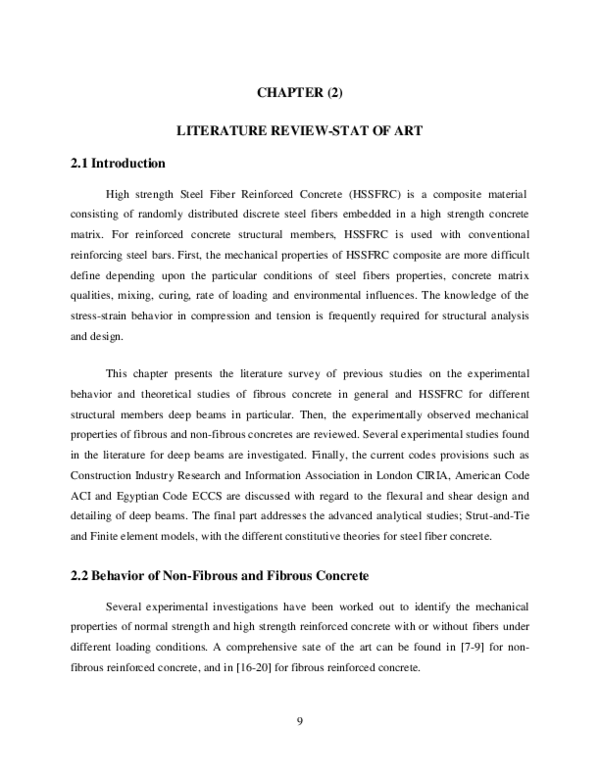 Pdf State Of Art High Strength Steel Fiber Reinforced Concrete Deep Beams