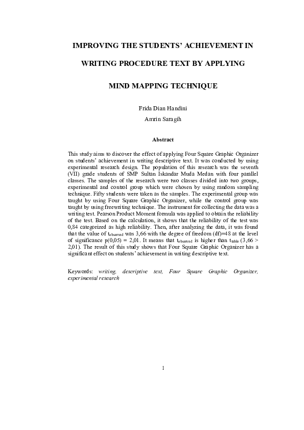 (PDF) Improving Students’ Achievement in Writing Procedure Texts Through Word Webbing Technique