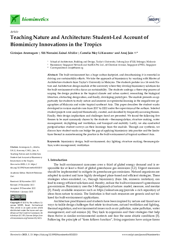 (PDF) Teaching Nature and Architecture: Student-Led Account of ...