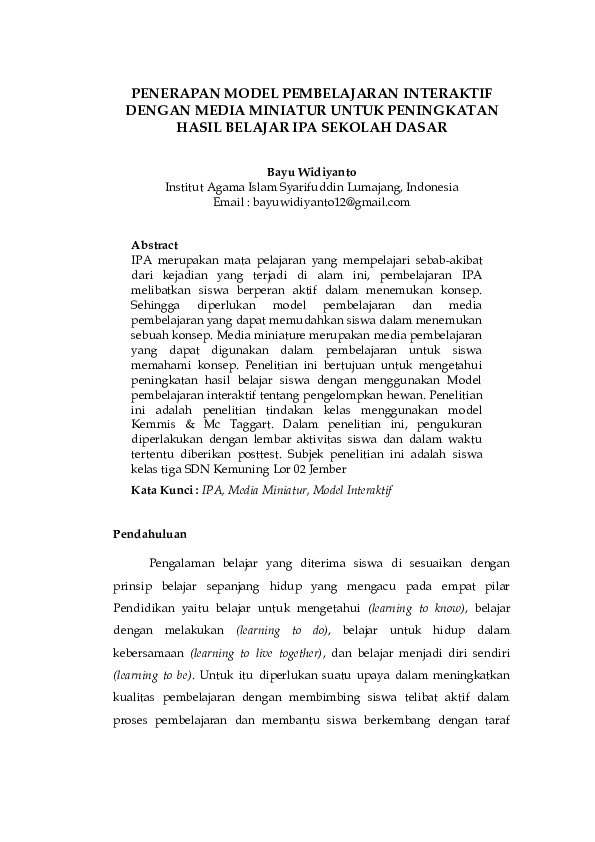 (PDF) Penerapan Model Pembelajaran Interaktif dengan Media Miniatur ...