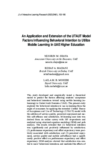 (PDF) An Application and Extension of the UTAUT Model Factors Influencing Behavioral Intention ...
