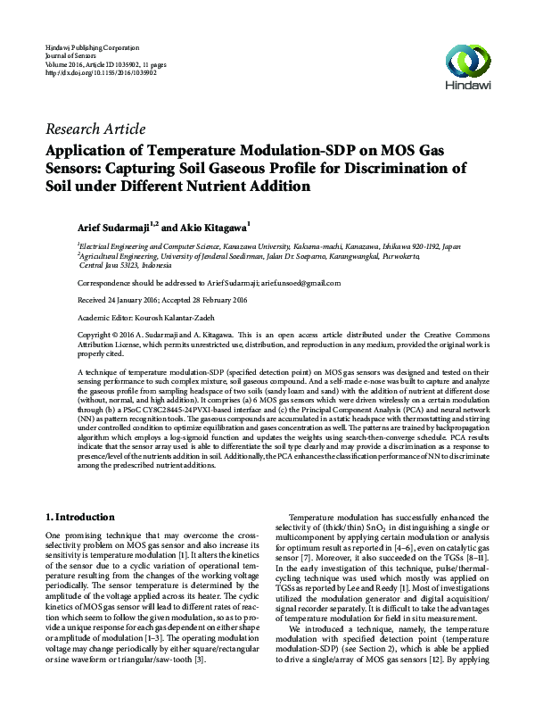 (PDF) Application of Temperature Modulation-SDP on MOS Gas Sensors: Capturing Soil Gaseous ...