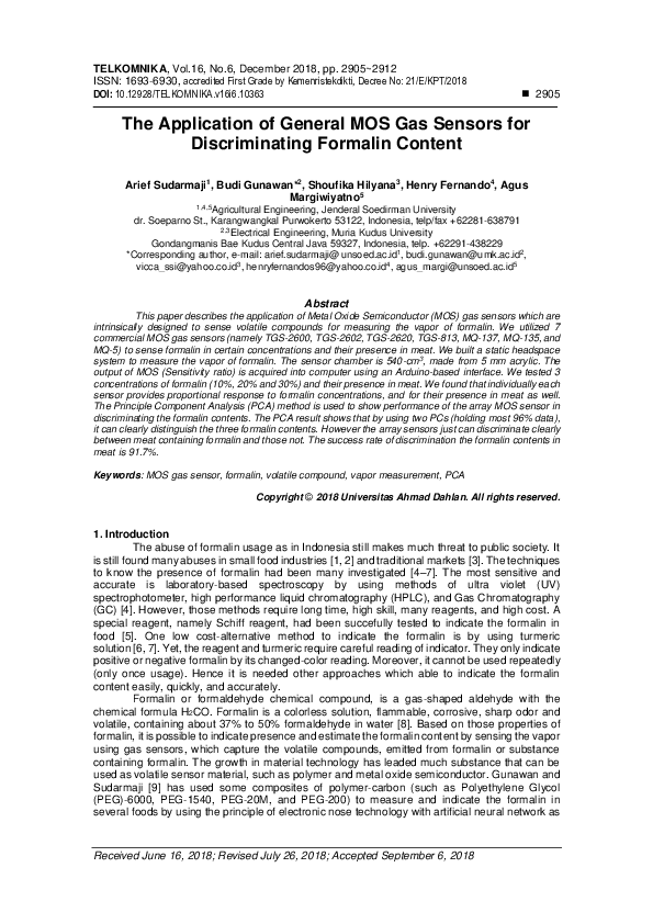 (PDF) The Application of General MOS Gas Sensors for Discriminating ...