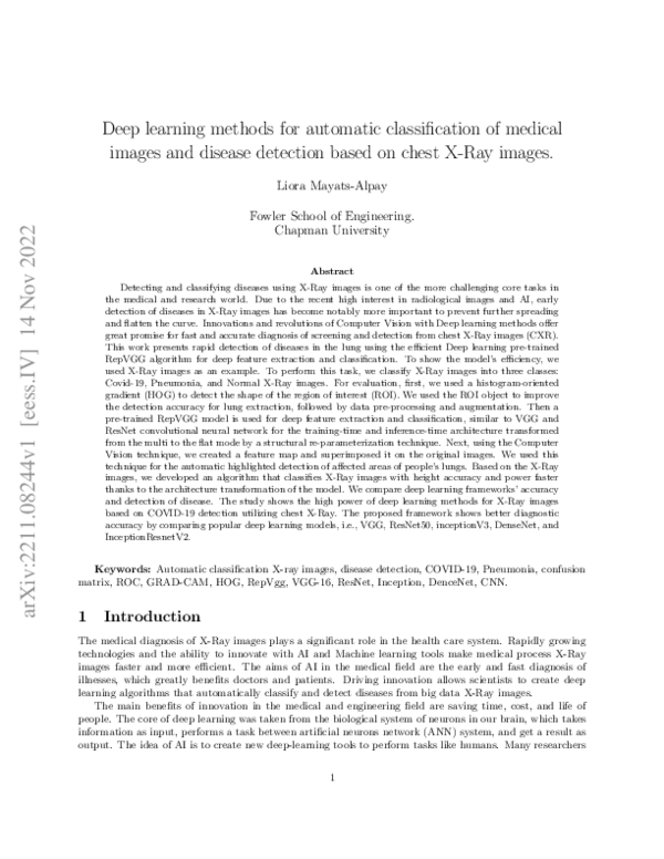 (PDF) Deep learning methods for automatic classification of medical ...