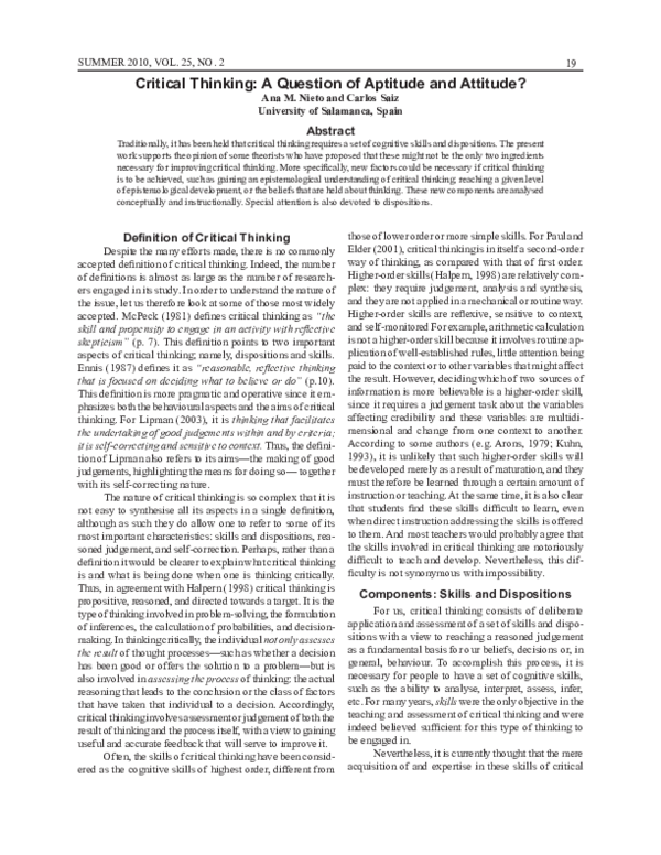 (PDF) Critical Thinking