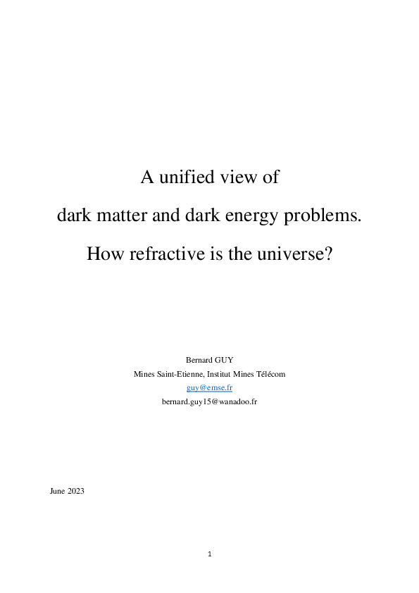 (PDF) A unified view of dark matter and dark energy problems. How refractive is the universe?