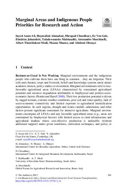 (PDF) Marginal Areas and Indigenous People Priorities for Research and ...