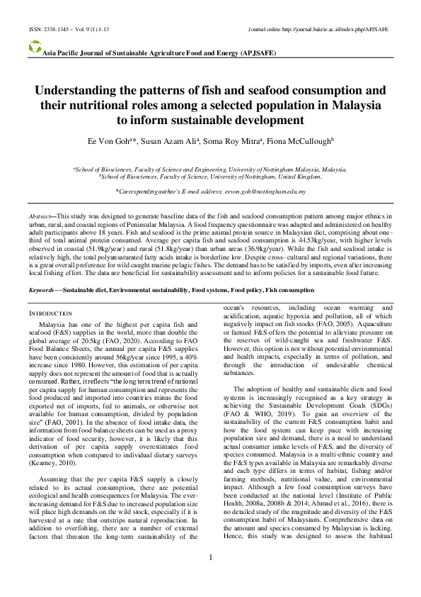 (PDF) Understanding the patterns of fish and seafood consumption and ...