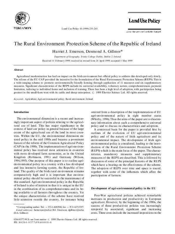 (PDF) The Rural Environment Protection Scheme of the Republic of Ireland