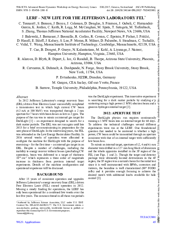 (PDF) LERF - New life for the jefferson laboratory FEL