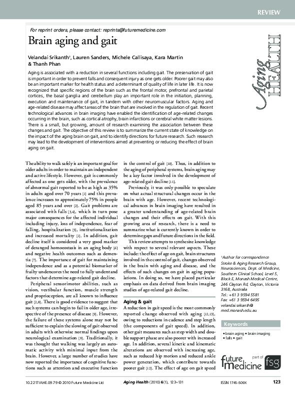 (PDF) Brain aging and gait