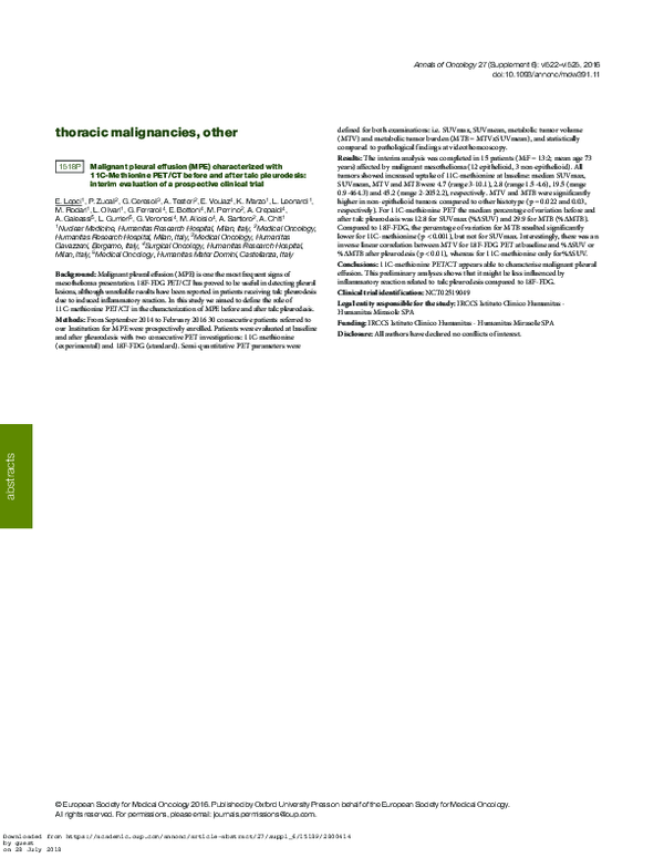 (PDF) Malignant pleural effusion (MPE) characterized with 11C ...